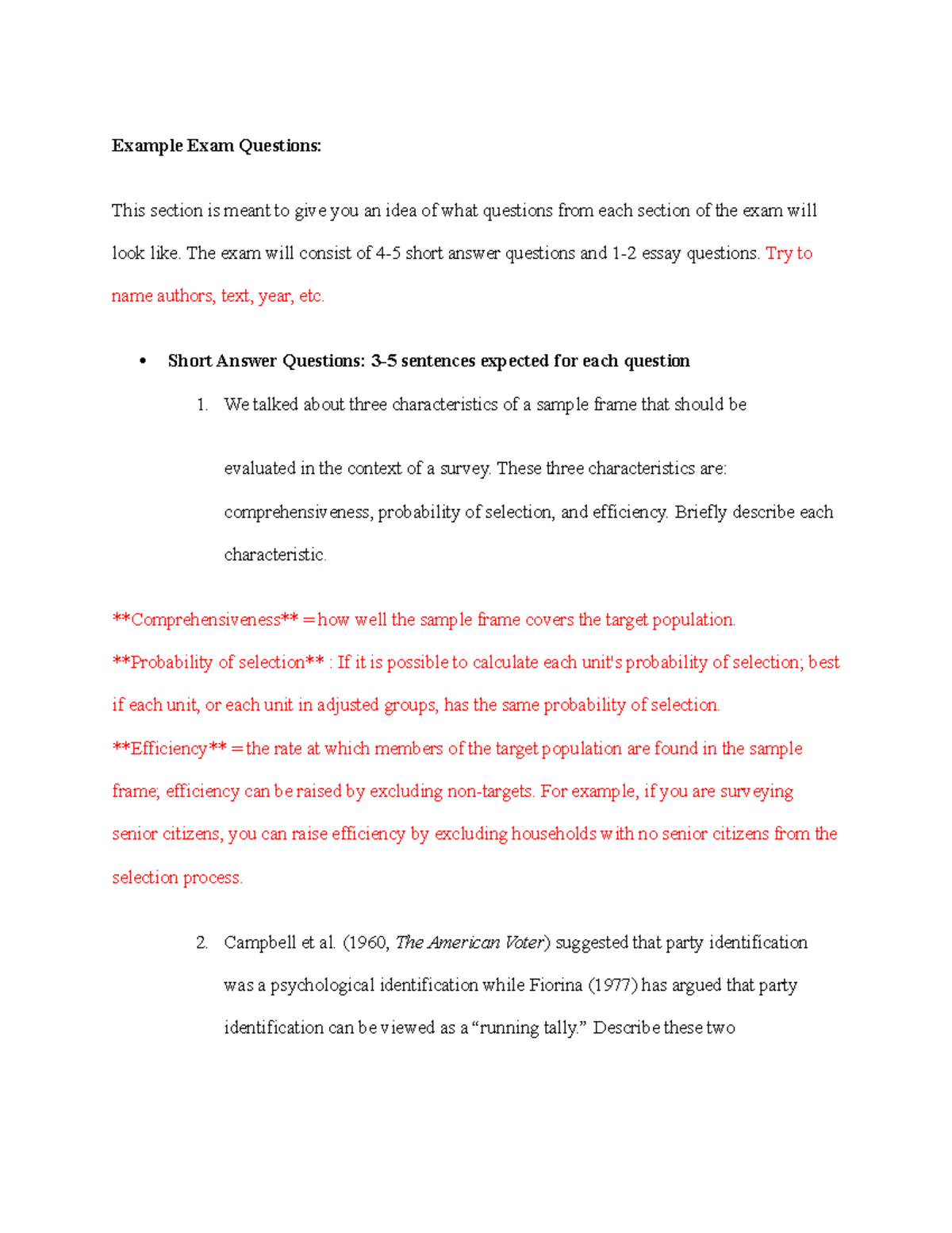 Example Exam Questions - Example Exam Questions: This section is meant ...