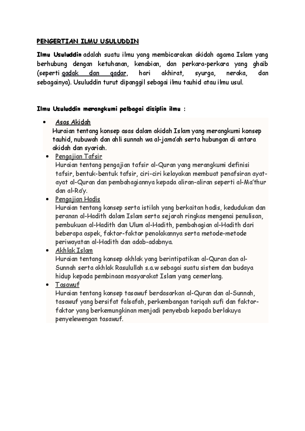 Kedudukan ILMU Usuluddin Dalam Islam - PENGERTIAN ILMU USULUDDIN Ilmu ...