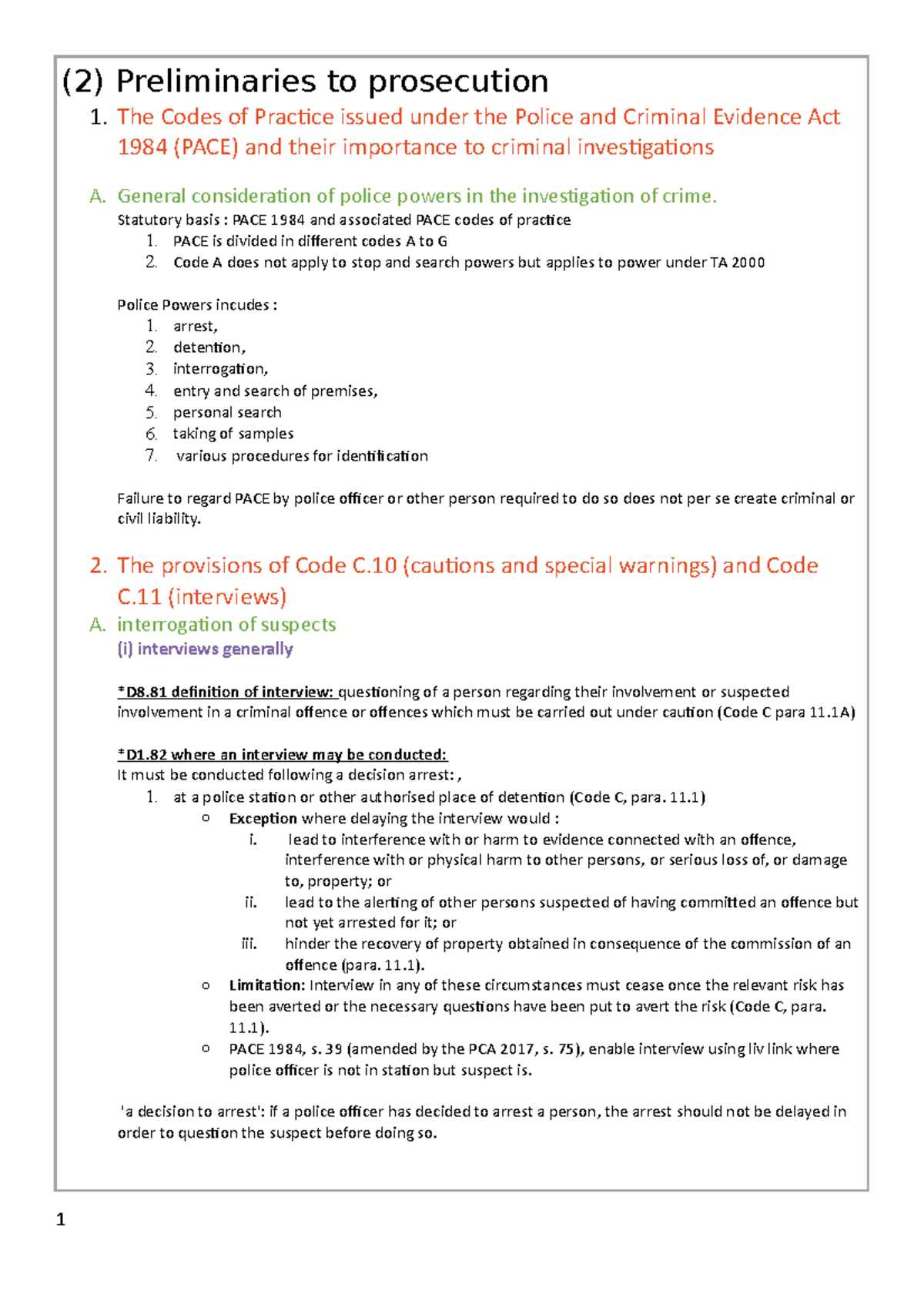 2. Preliminaries to prosecution - The Codes of Practice issued under ...