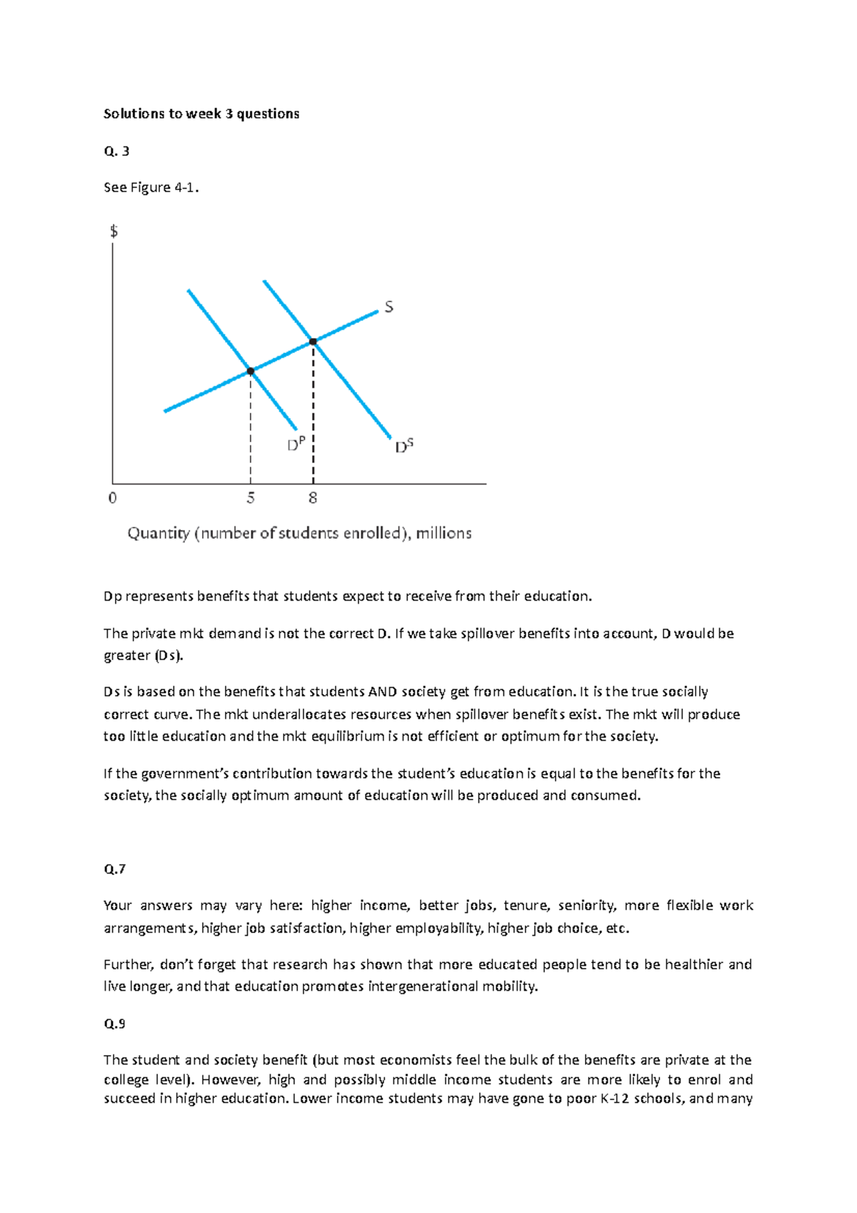 Solutions week 3 - Solutions to week 3 questions Q. 3 See Figure 4-1. Dp represents benefits ...