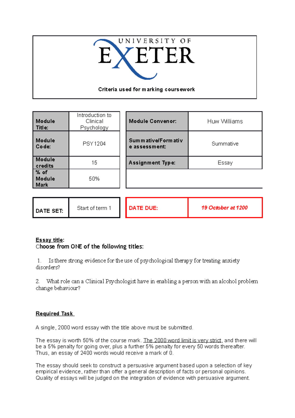 Essay Instructions AND Marking Guidelines Submission 2021 - Criteria ...