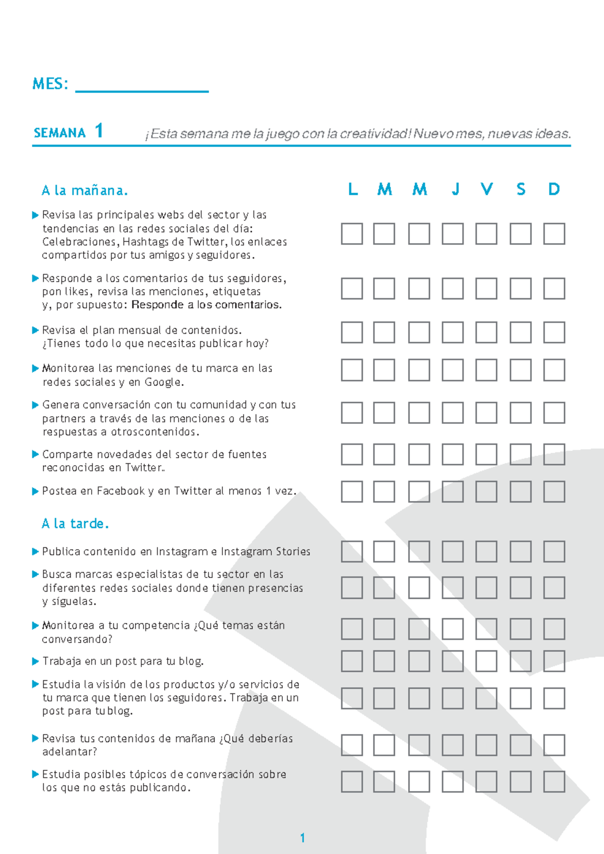 Checklist para CM - ¡Que ni el lunes puede con este Checklist! SEMANA 1 ...
