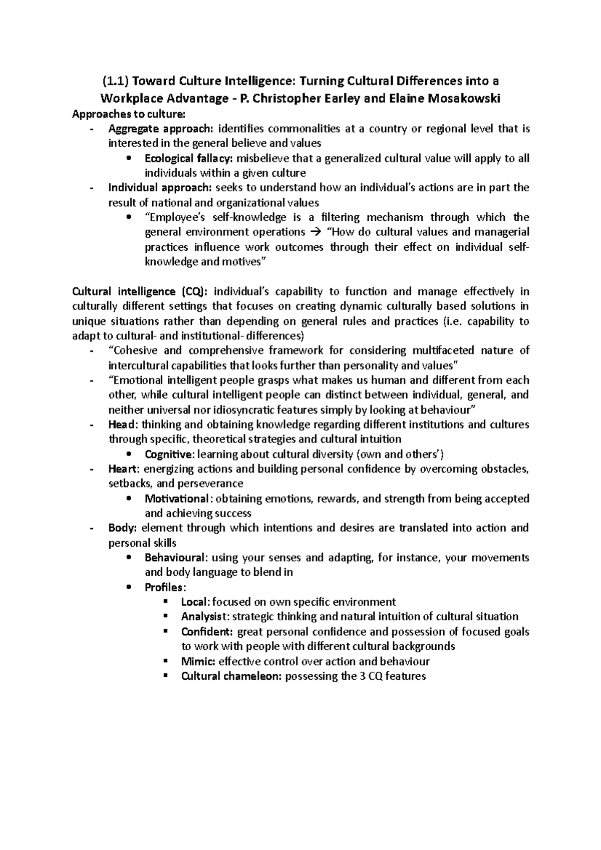 CEA Papers Summaries - (1) Toward Culture Intelligence: Turning ...