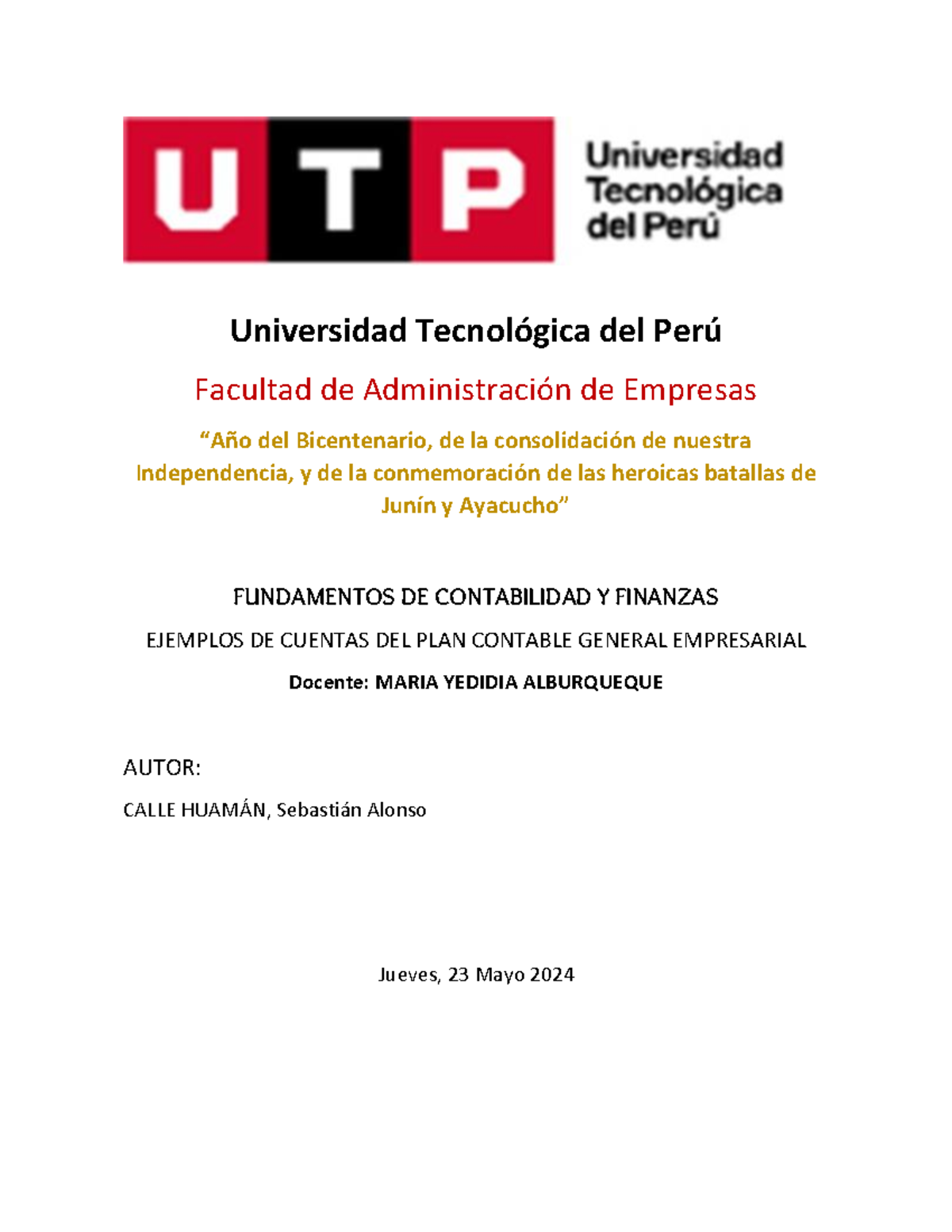 Ejemplos de cuentas del Plan Contable General Empresarial - Universidad ...