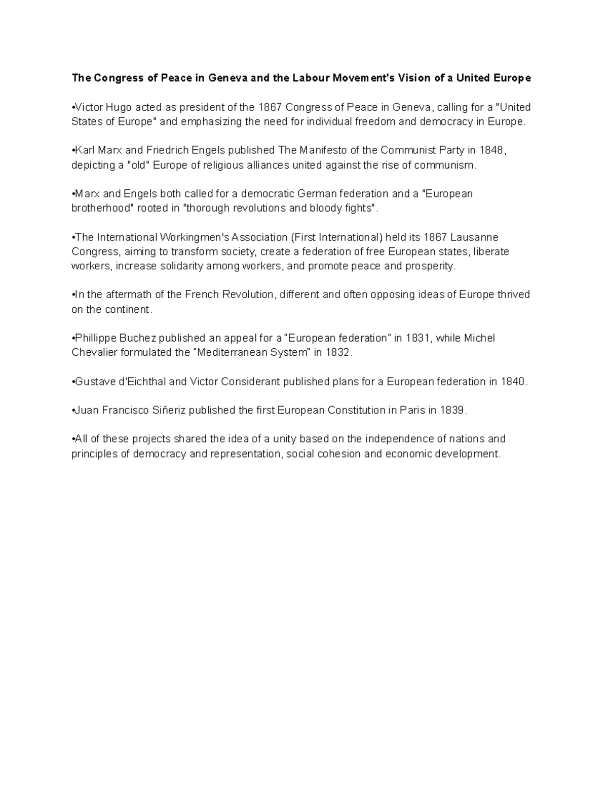 The Congress of Peace in Geneva and the Labour Movement's Vision of a ...