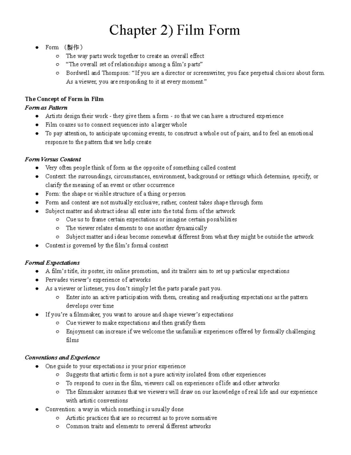 Chapter 2 - Google Docs - Reading notes - Chapter 2) Film Form Form （製 ...