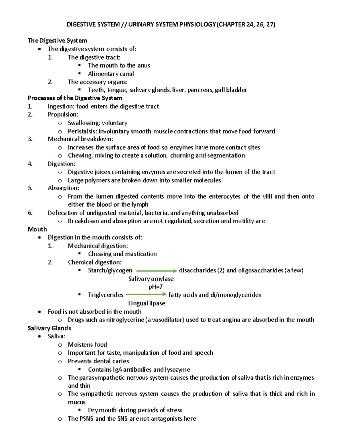 Digestive System Physiology - BIOL 1412 - U of M - Studocu