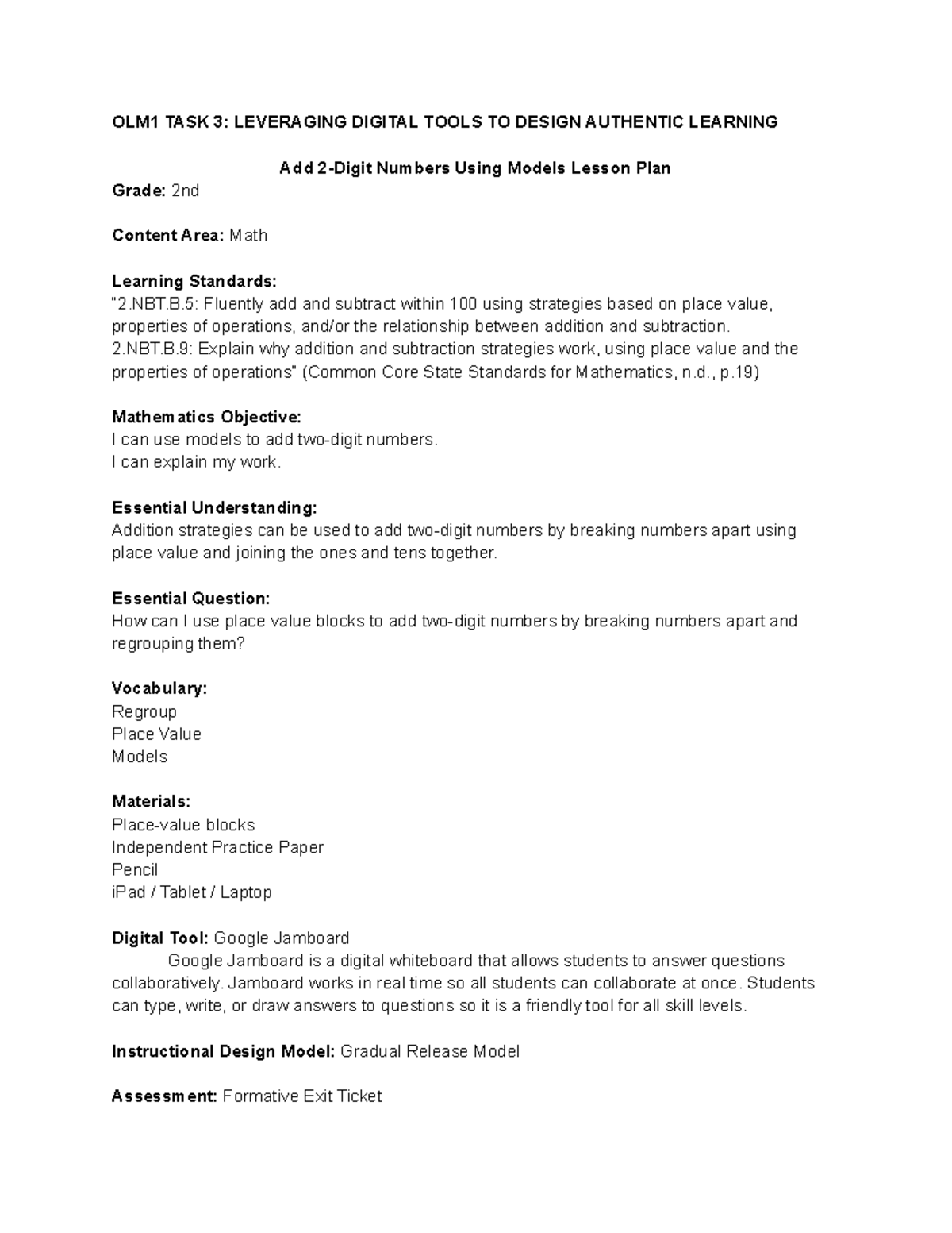 OLM1 TASK 3 Leveraging Digital Tools TO Design Authentic Learning - OLM1 TASK 3: LEVERAGING ...