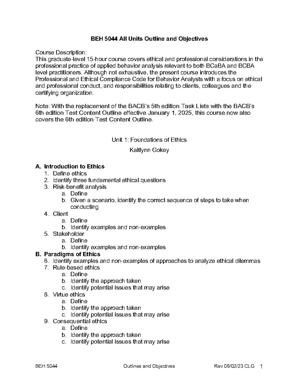 BEH 5044 All Units Outlines and Objectives - BEH 5 044 All Units ...
