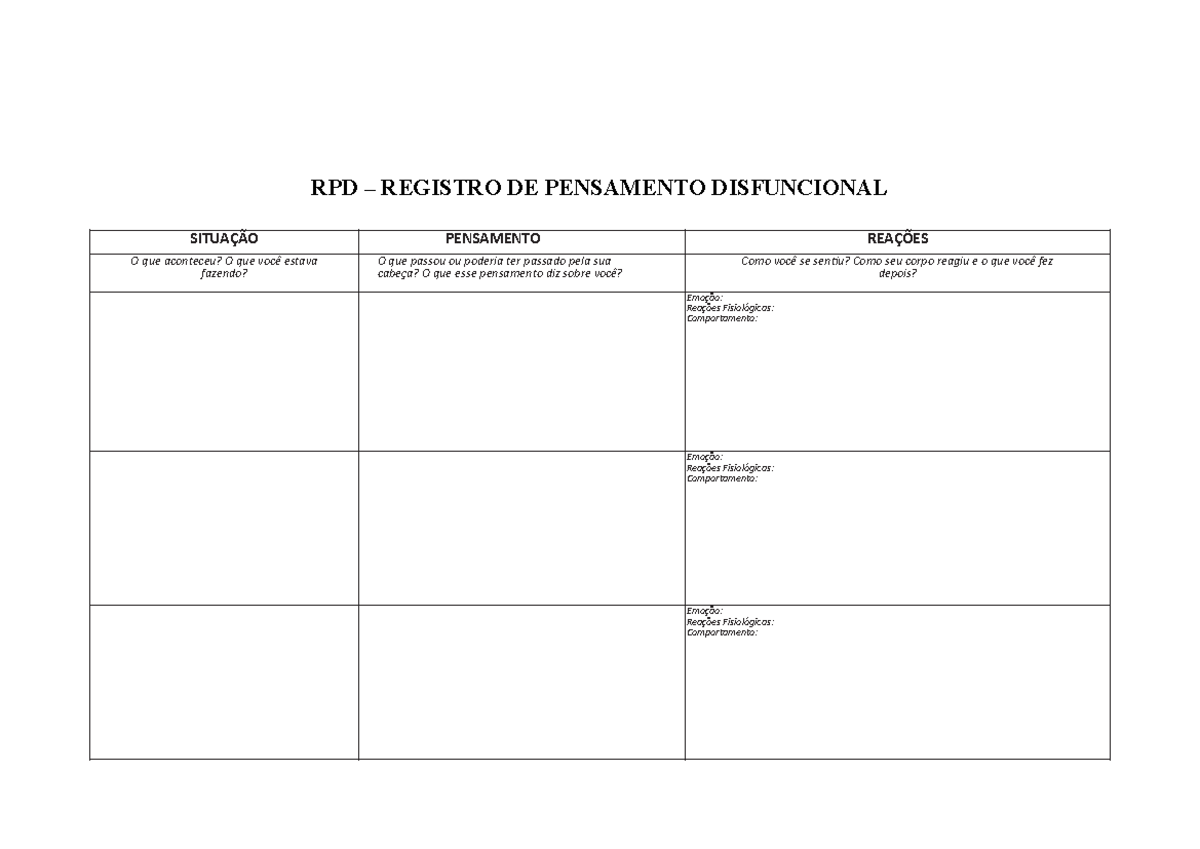 RPD Simples - CENTRO UNIVERSITÁRIO DE SÃO ROQUE UNISR CURSO DE ...
