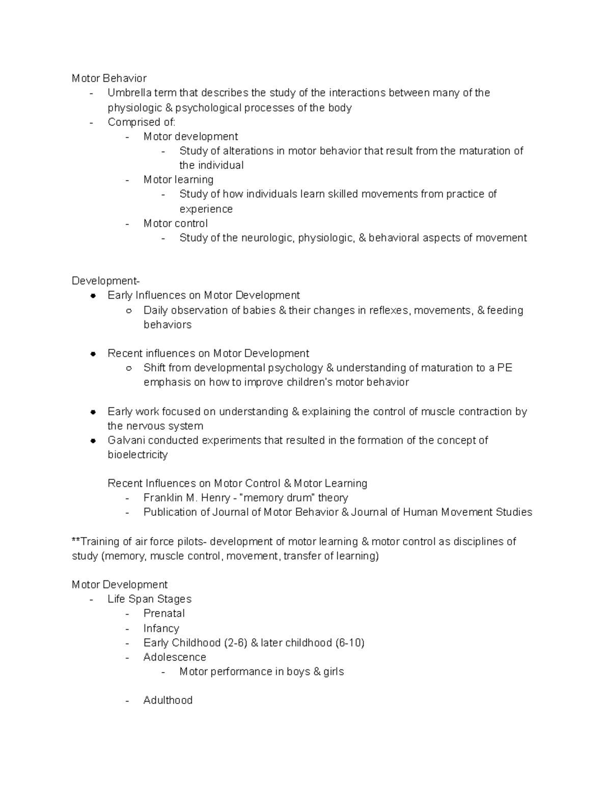 Exercise Science Chapter 8 - Motor Behavior - Umbrella term that ...