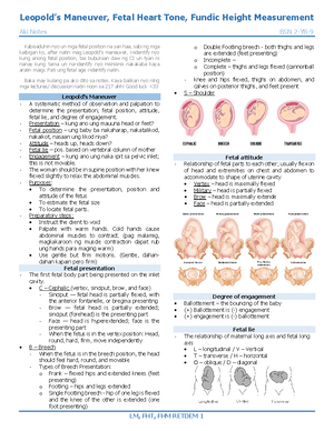 Maternal and child nursing - Fundal Height Measurement It is a ...