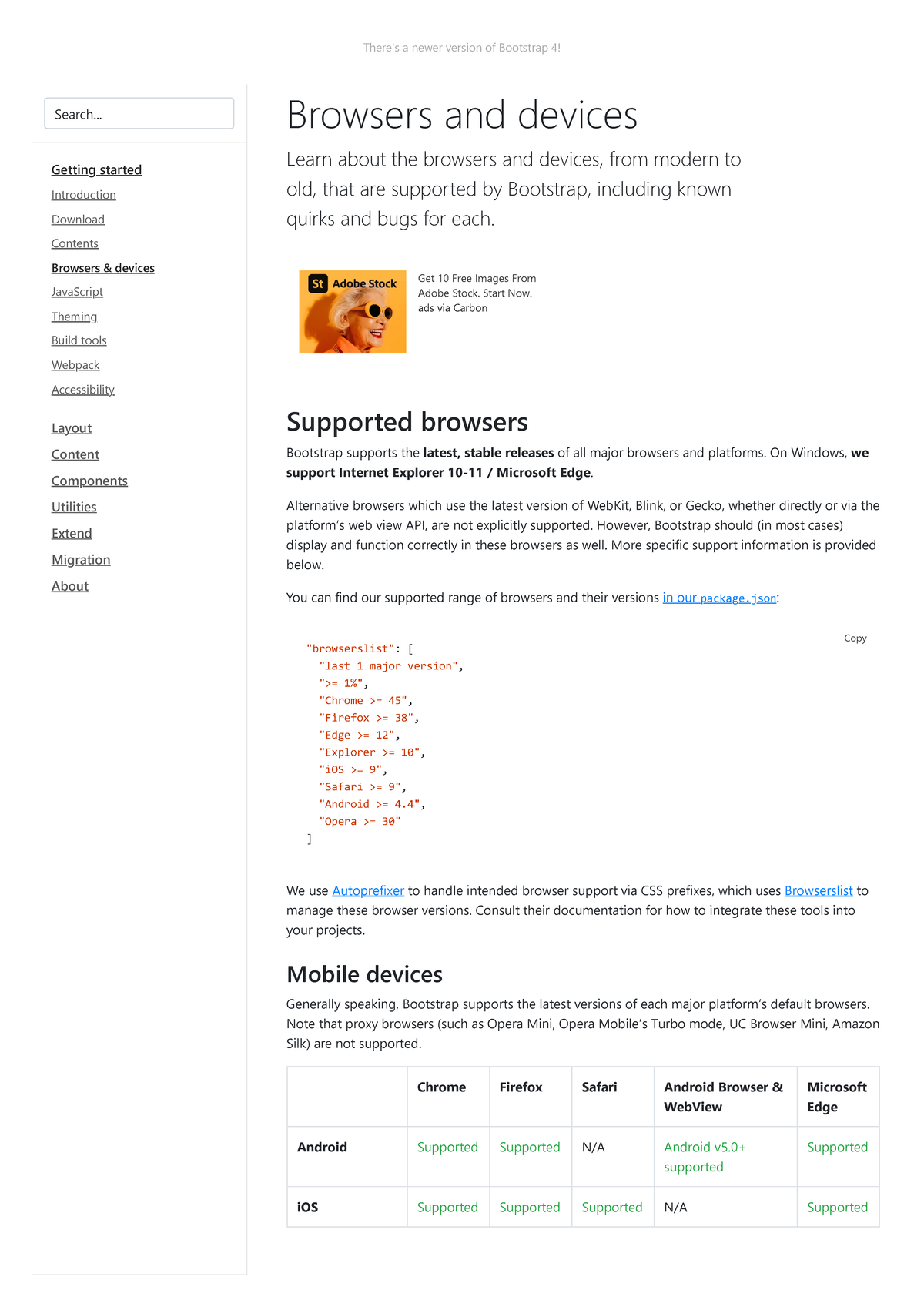 Browsers and devices · Bootstrap - There's a newer version of Bootstrap ...