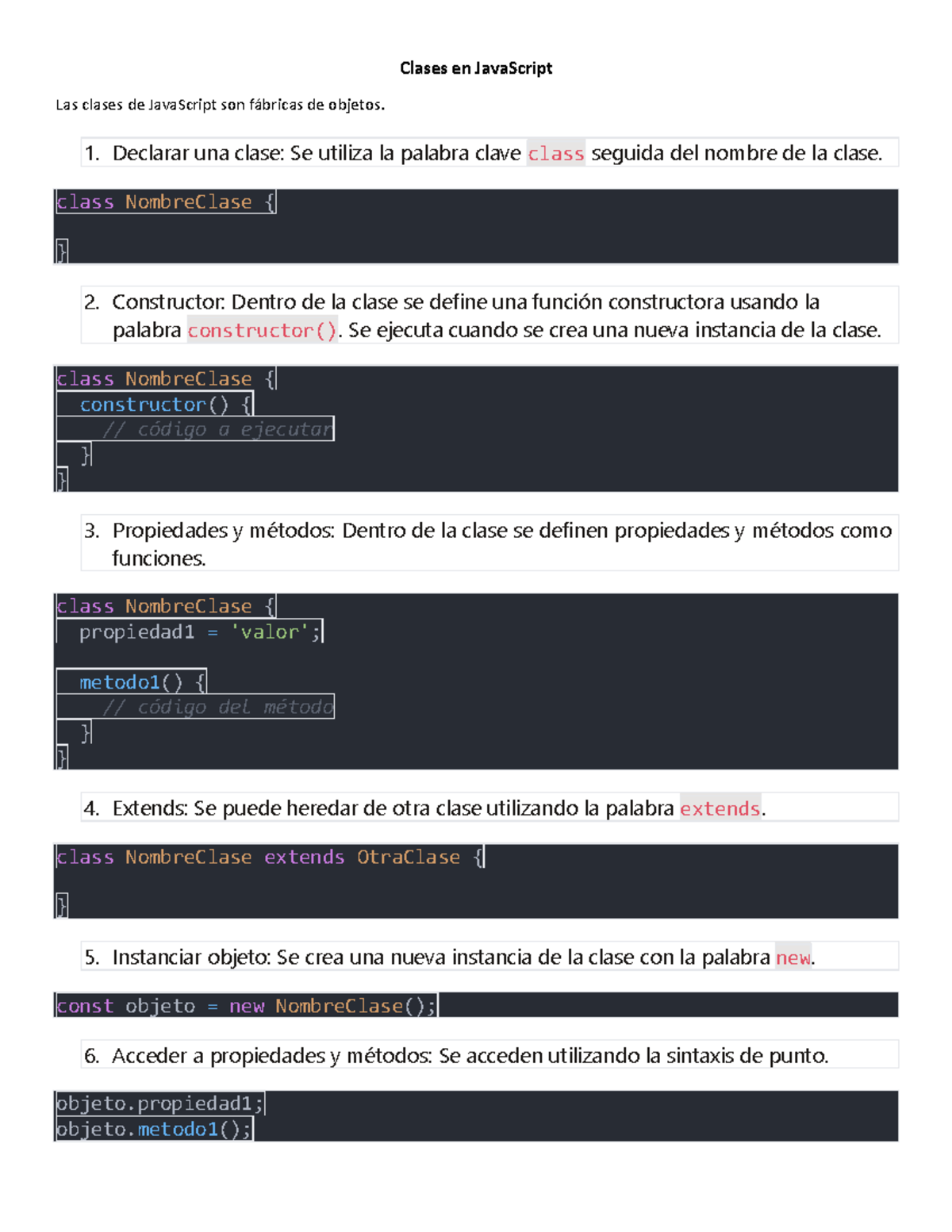 Clases y recursividad - apunest - Clases en JavaScript Las clases de JavaScript son fábricas de ...