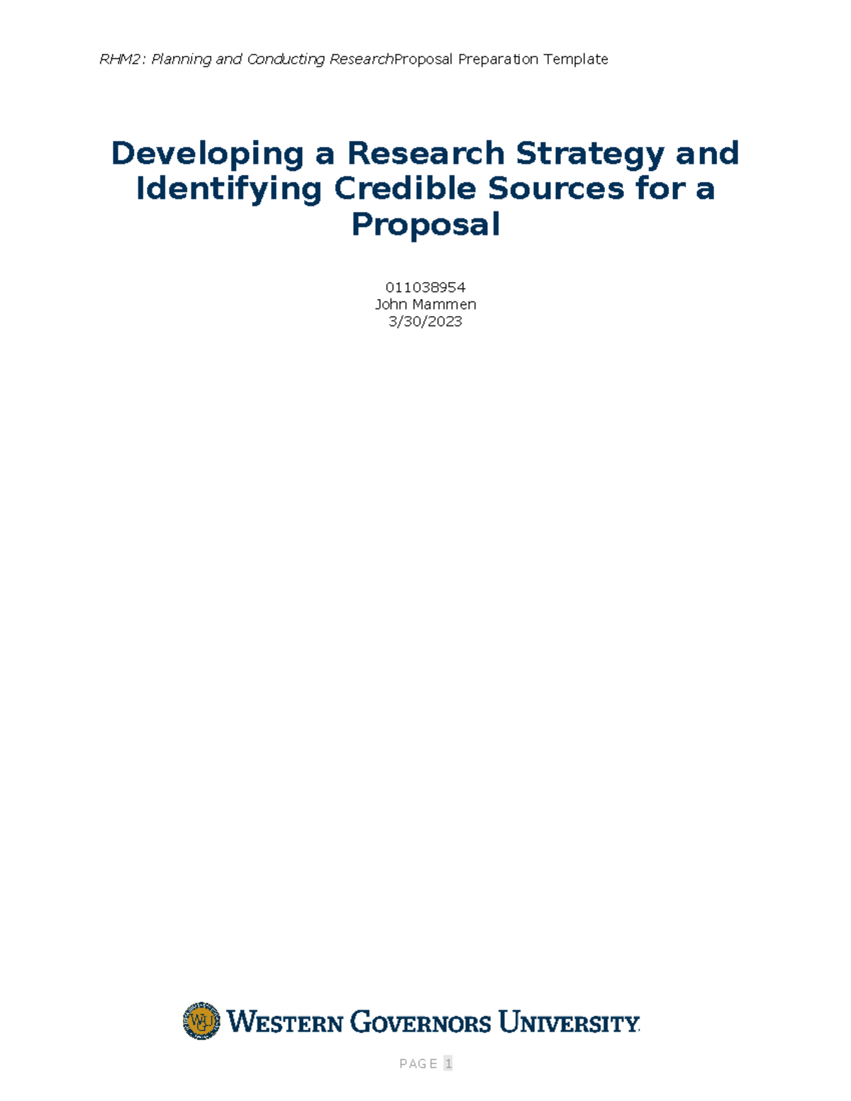 Task 2 Proposal Preparation - Developing a Research Strategy and Identifying Credible Sources ...