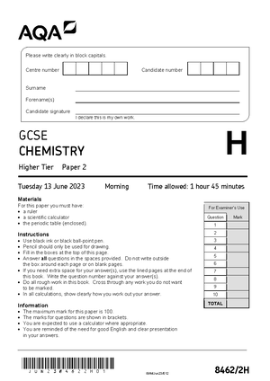 June 2018 MS - Paper 1 OCR (A) Chemistry A-level - Oxford Cambridge and RSA Examinations GCE ...