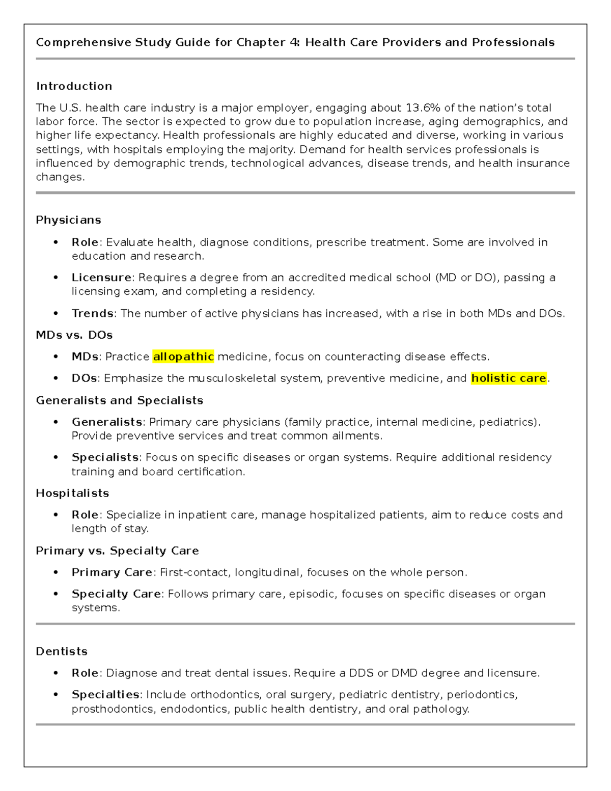 C425 - Comprehensive Study Guide for Chapter 4 - Comprehensive Study Guide for Chapter 4: Health ...