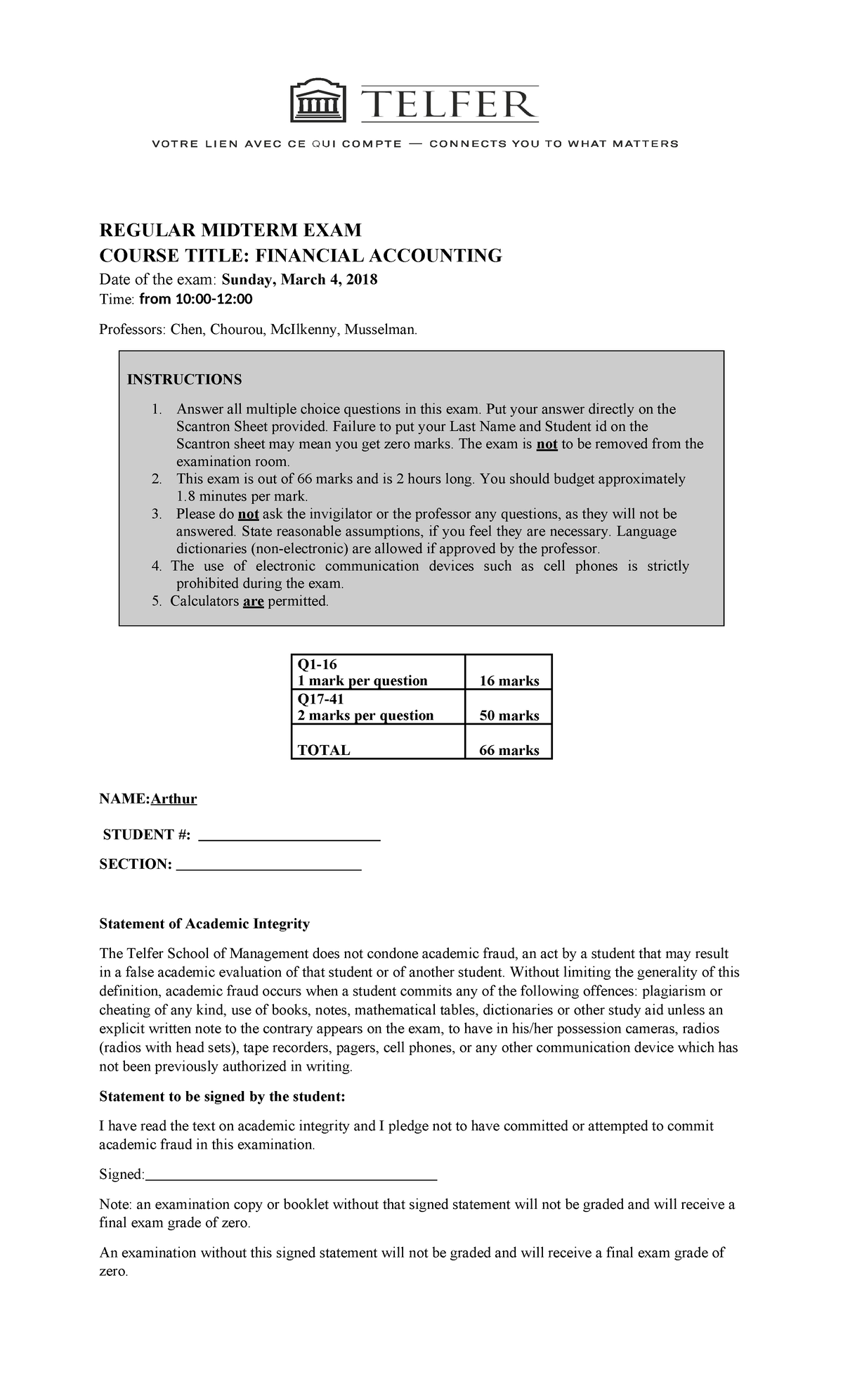 Practice Midterm Exam ADM1340 - INSTRUCTIONS 1. Answer all multiple ...