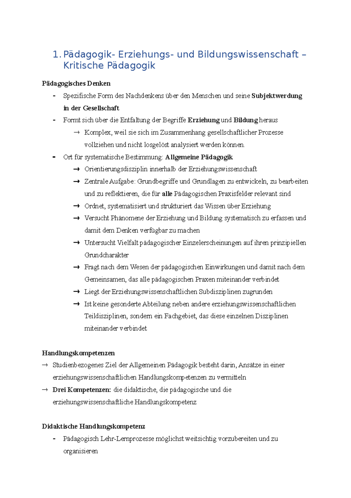 Allgemeine Pädagogik Buch - 1ädagogik- Erziehungs- und ...