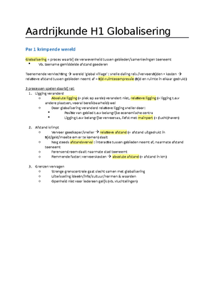 Hoofdstuk 1 aardrijkskunde - Hoofdstuk 1 Paragraaf 2 Globalisering of mondialisering is het ...