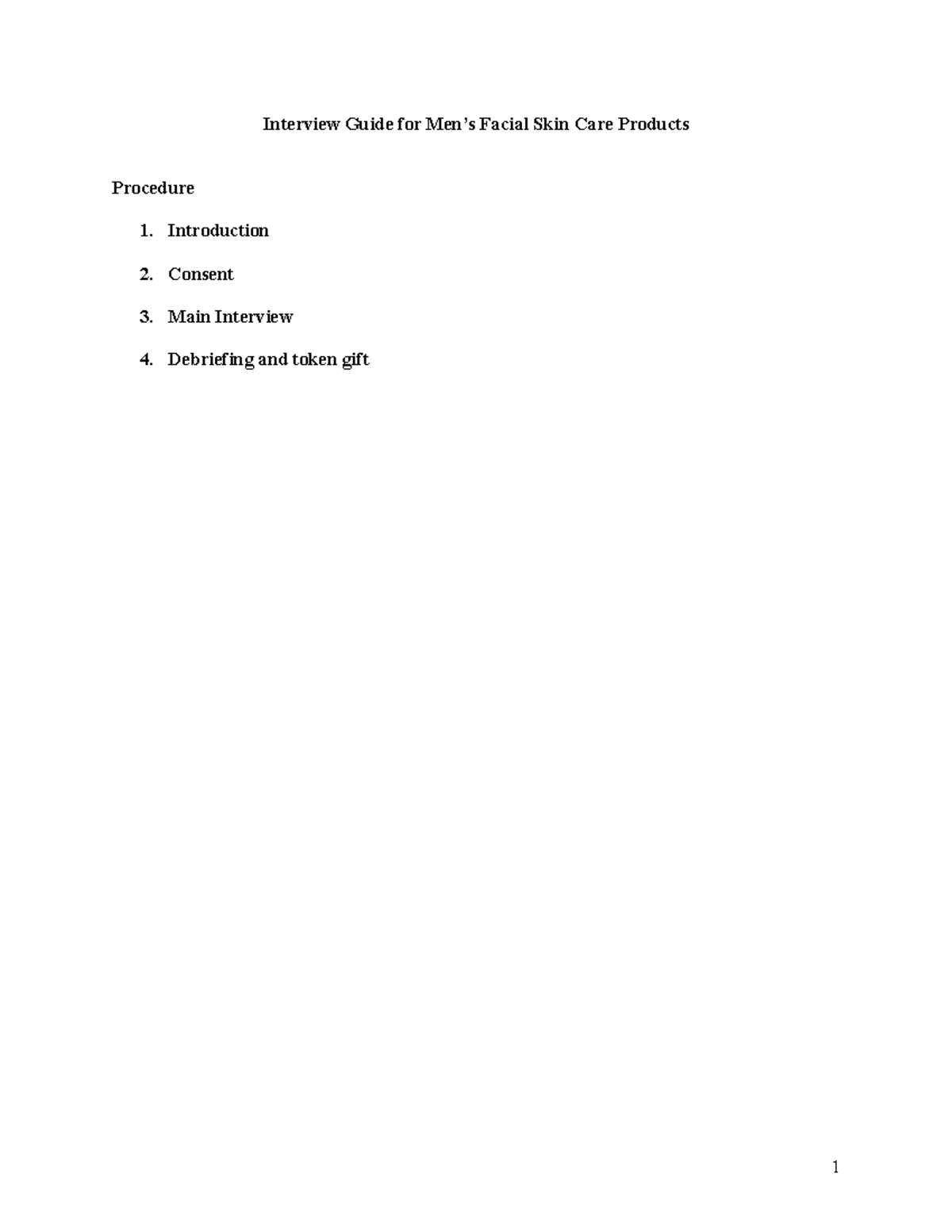 Sample Interview Guide - Interview Guide for Men’s Facial Skin Care ...