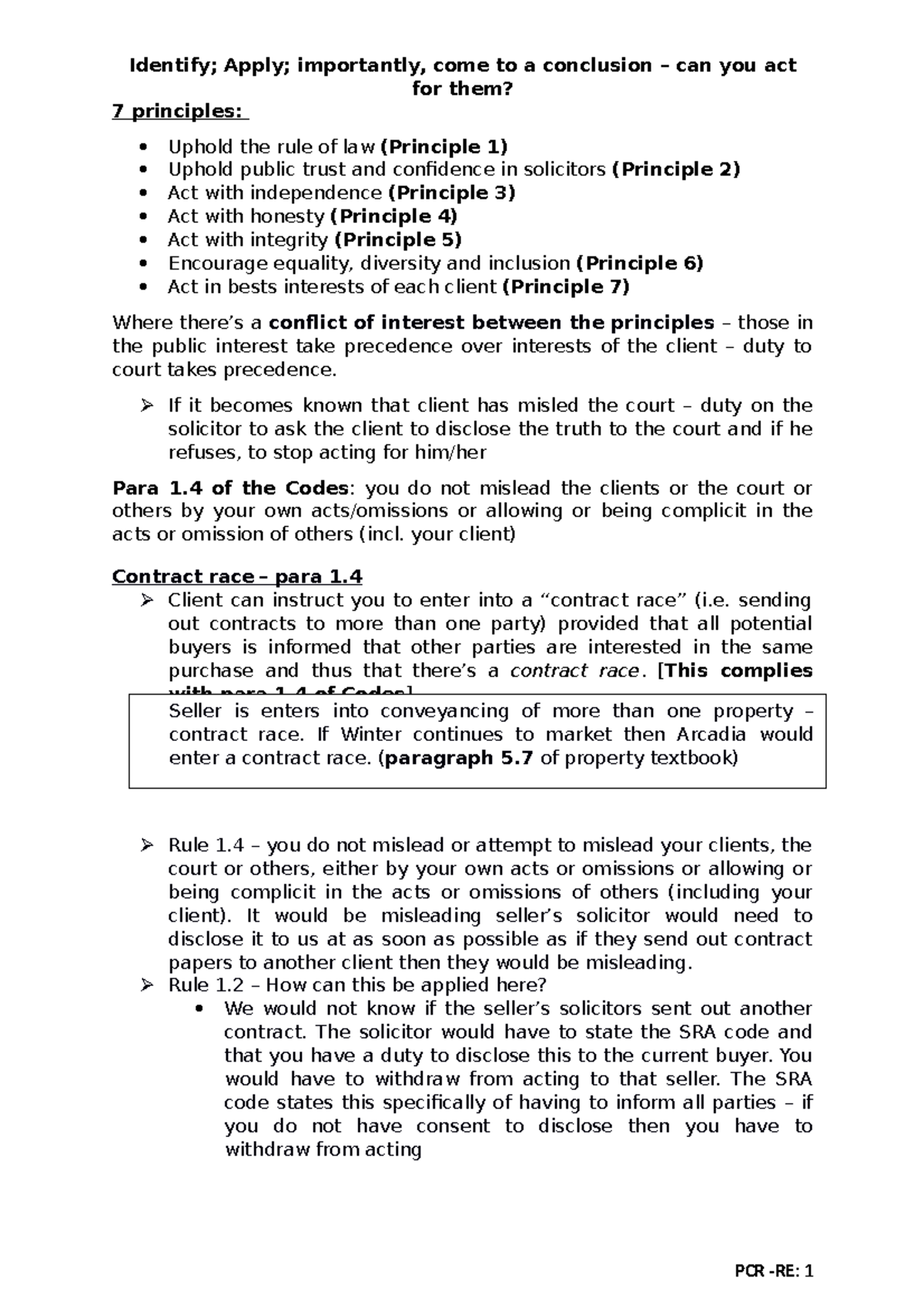 02. PCR Summary - for them? 7 principles: Uphold the rule of law ...