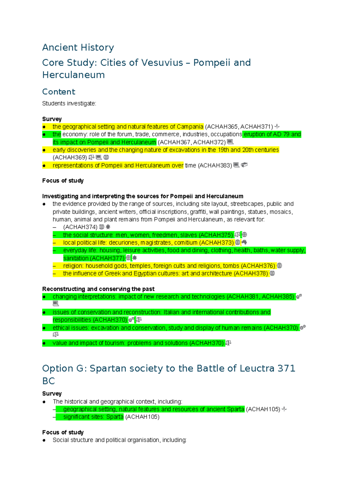 Ancient history syllubus - Ancient History Core Study: Cities of ...