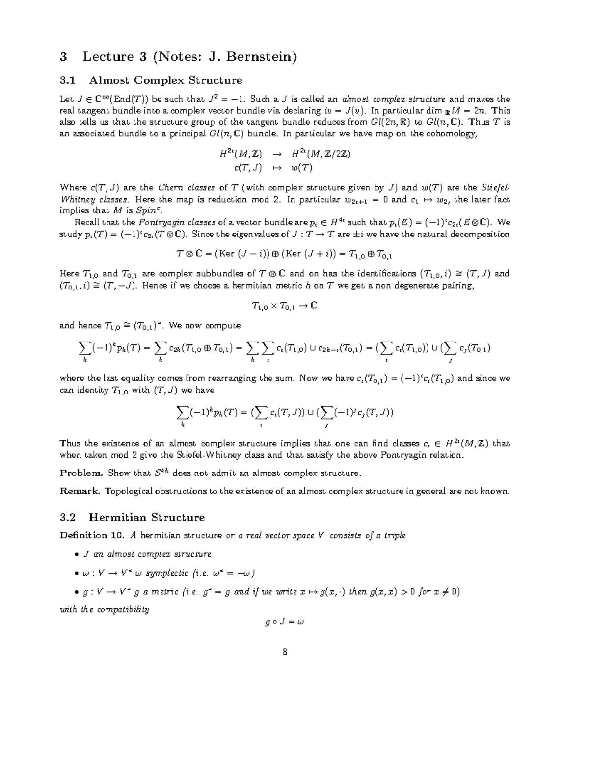 Lecture Almost Complex Structure Hermitian Structure Integrability Of J Forms On A Complex