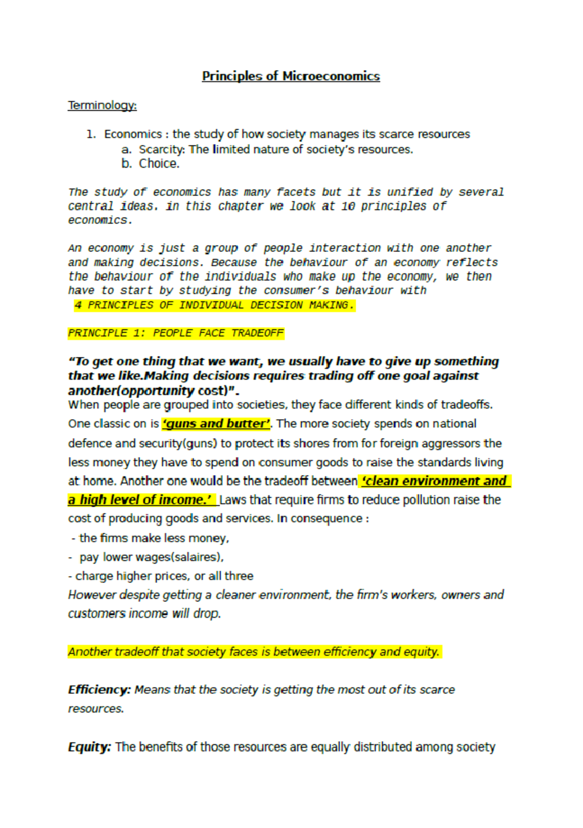 Principles of Microeconomics - ECON 201 - Studocu