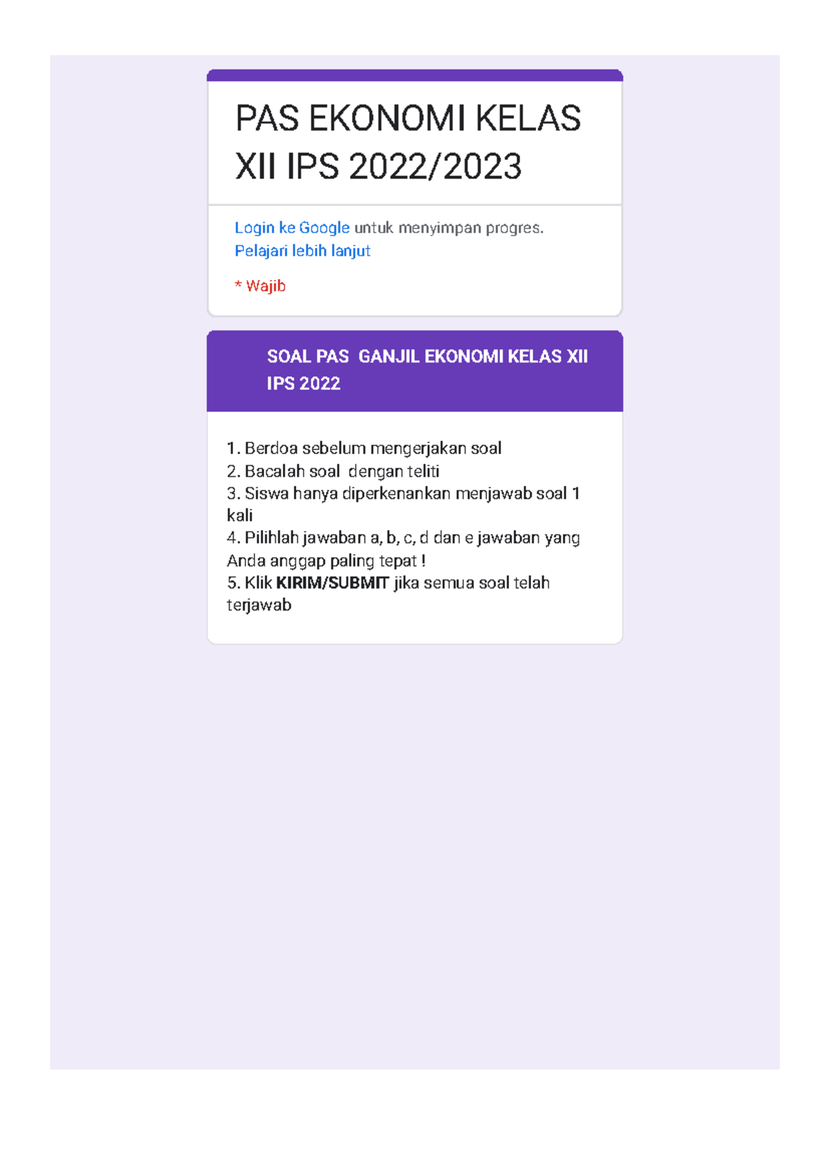 PAS Ekonomi Kelas XII IPS 2022-2023 - SOAL PAS GANJIL EKONOMI KELAS XII IPS 2022 Berdoa sebelum ...