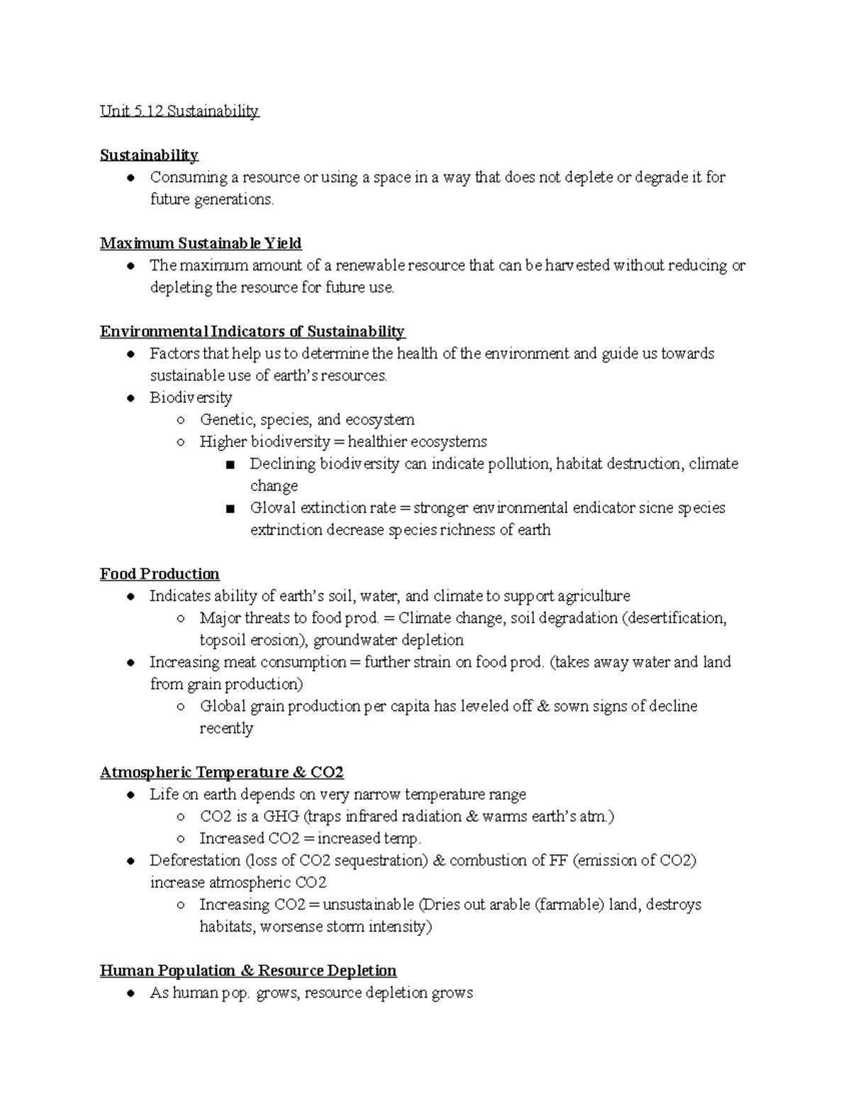 Copy of Unit 5.12 Sustainability - Unit 5 Sustainability Sustainability ...