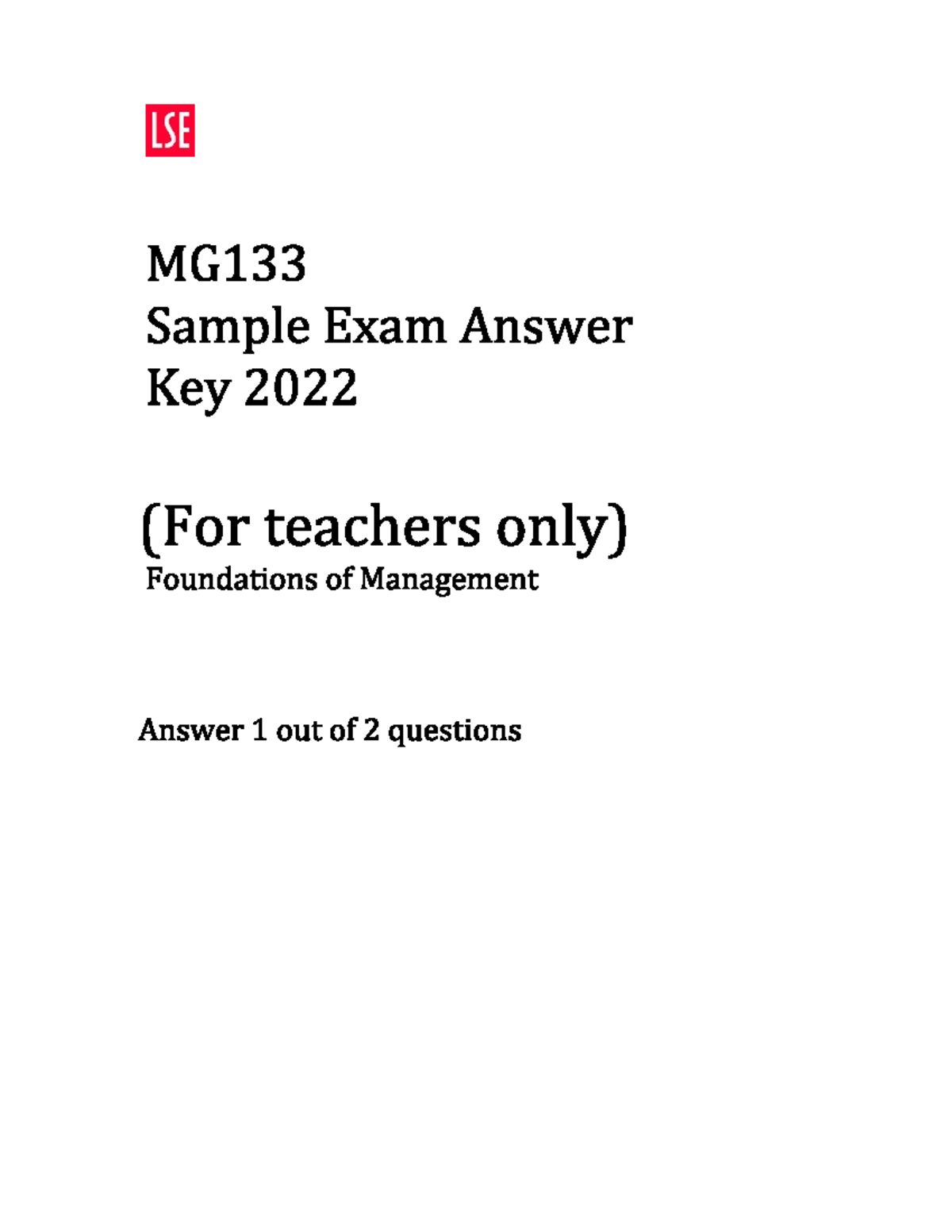 MOCK - essay example - MG103 - Studocu