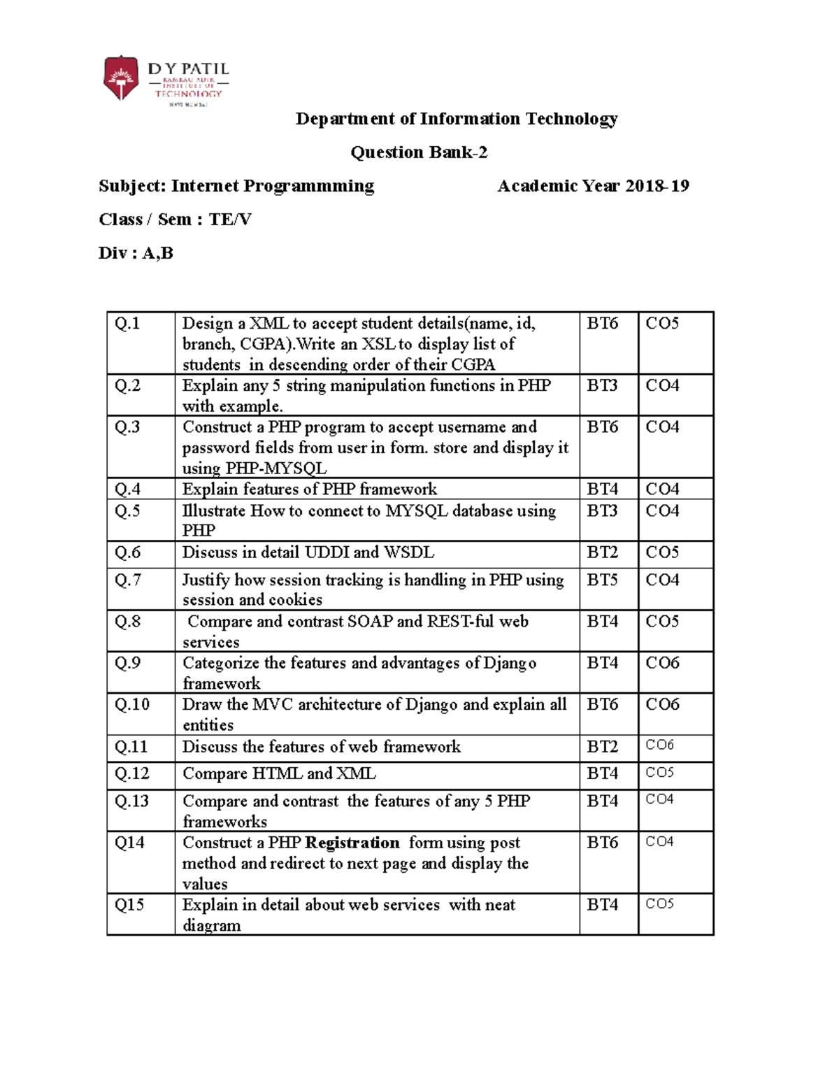 Ip question bank 2 - Lecture notes 1-8 - Department of Information ...