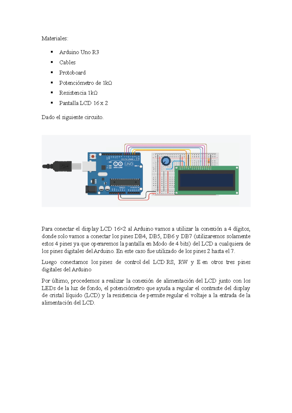 LCD 16x2 y sensor PIR - sdsss - Materiales: Arduino Uno R Cables ...