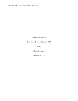Hunter - Task 1 - Linear Regression Analysis - Running Head: LINEAR REGRESSION ANALYSIS Linear ...