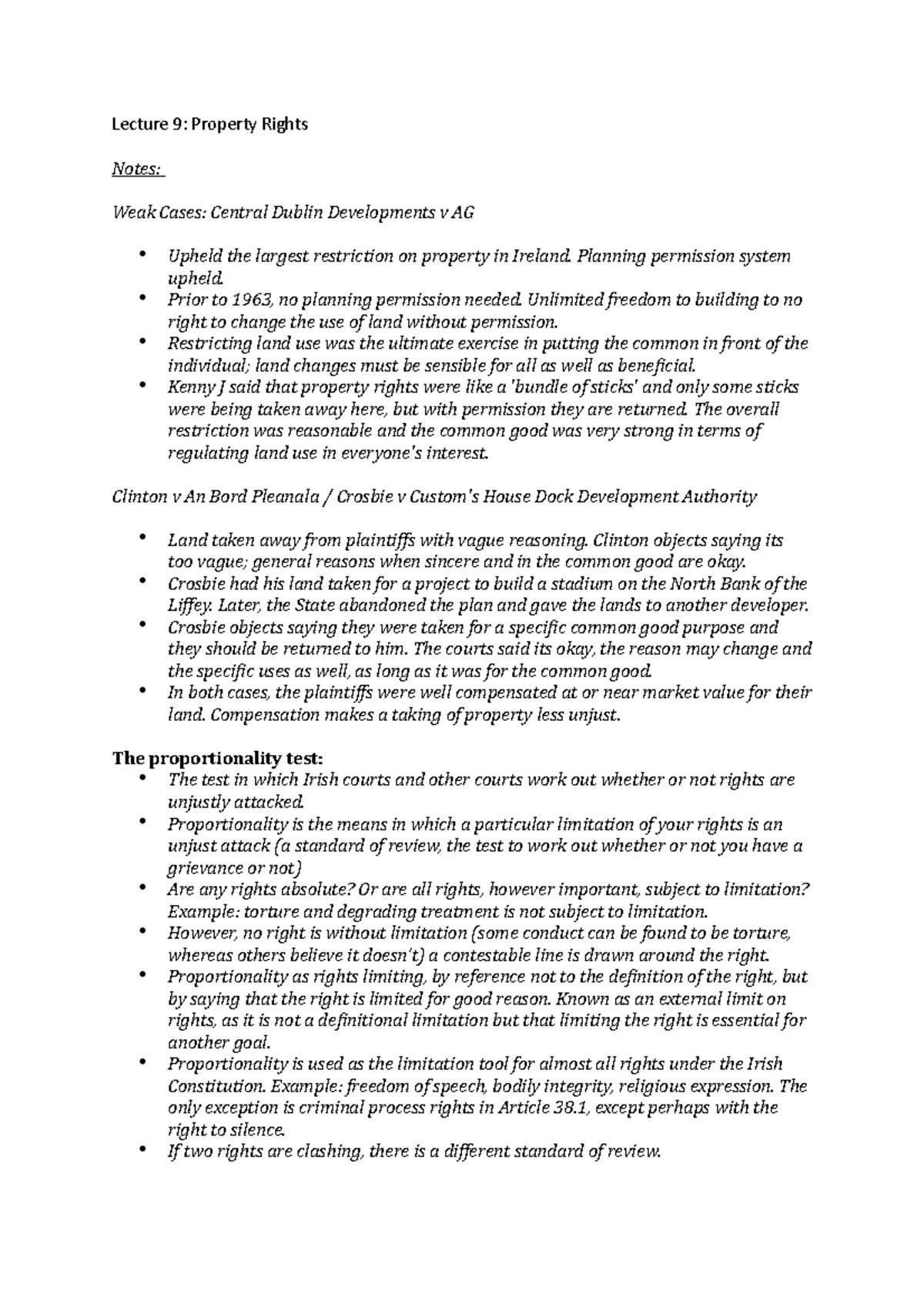 Lecture 8 property rights - Lecture 9: Property Rights Notes: Weak ...