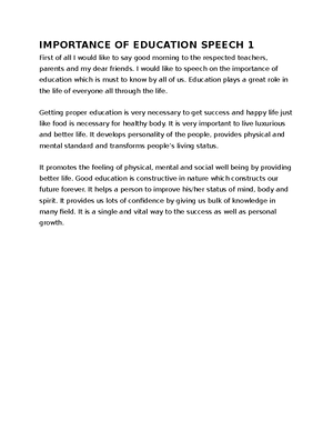 Value of Education. An example of speech - Value of Education Good ...