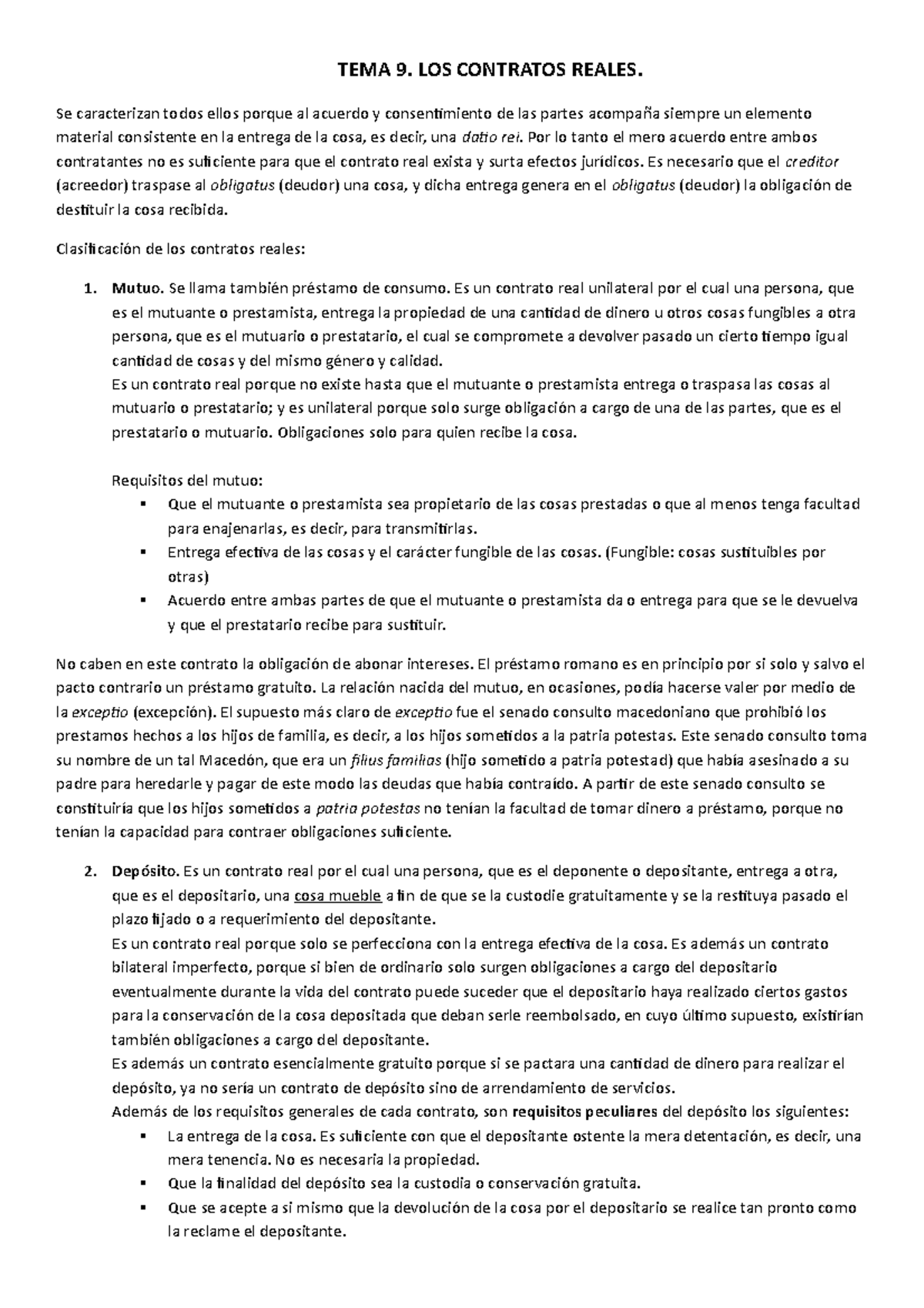 TEMA 9 - Profesor: David Guinea - TEMA 9. LOS CONTRATOS REALES. Se ...