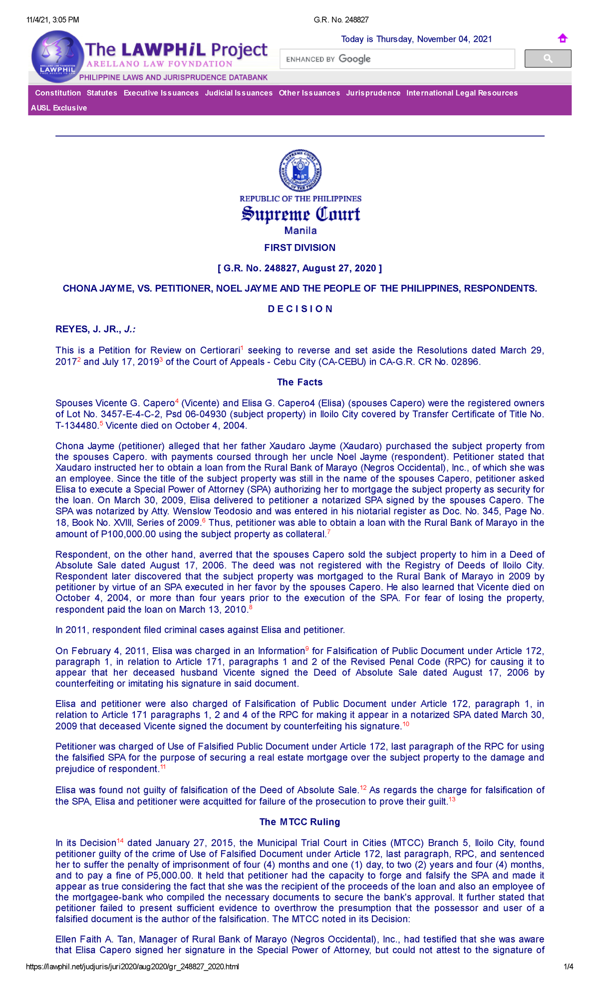 G.R. No. 248827 - Compilation of original cases from ESCRA ...