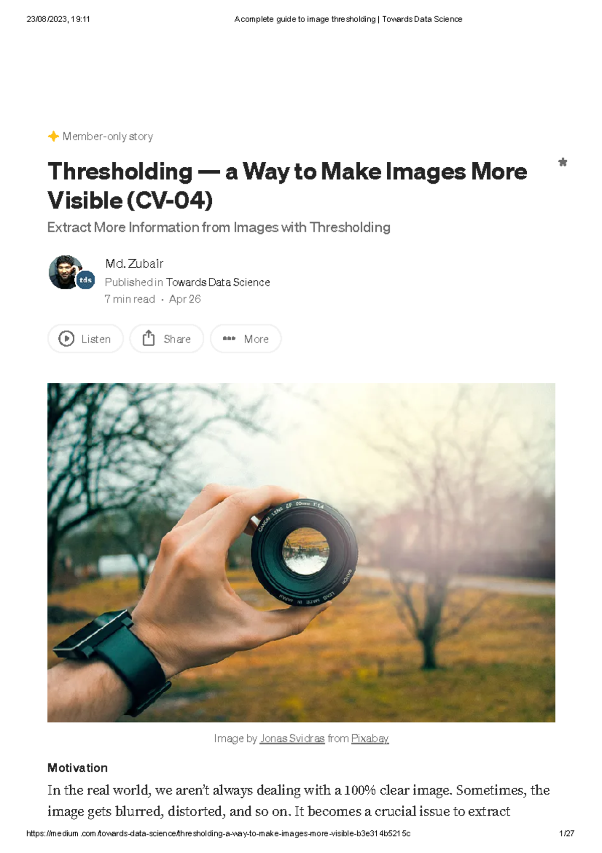 A complete guide to image thresholding - Member-only story Thresholding — a Way to Make Images ...