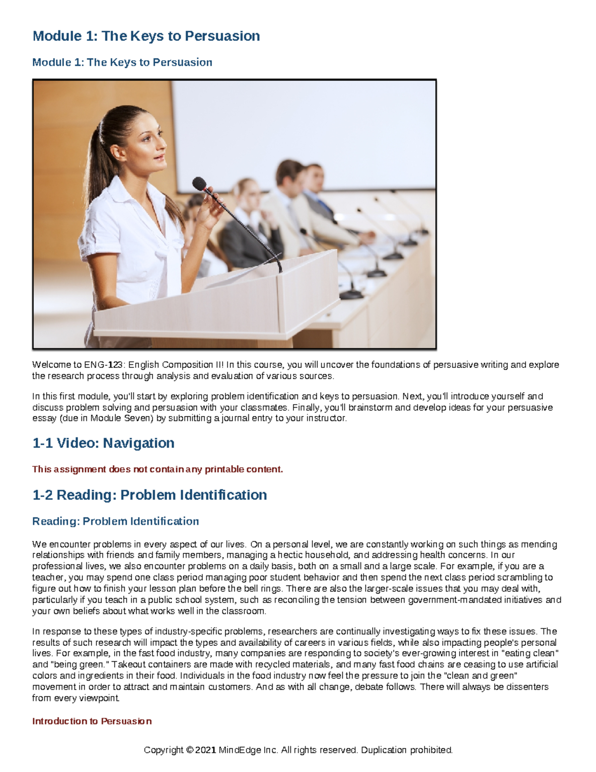 Module 1 The Keys to Persuasion - Module 1: The Keys to Persuasion ...