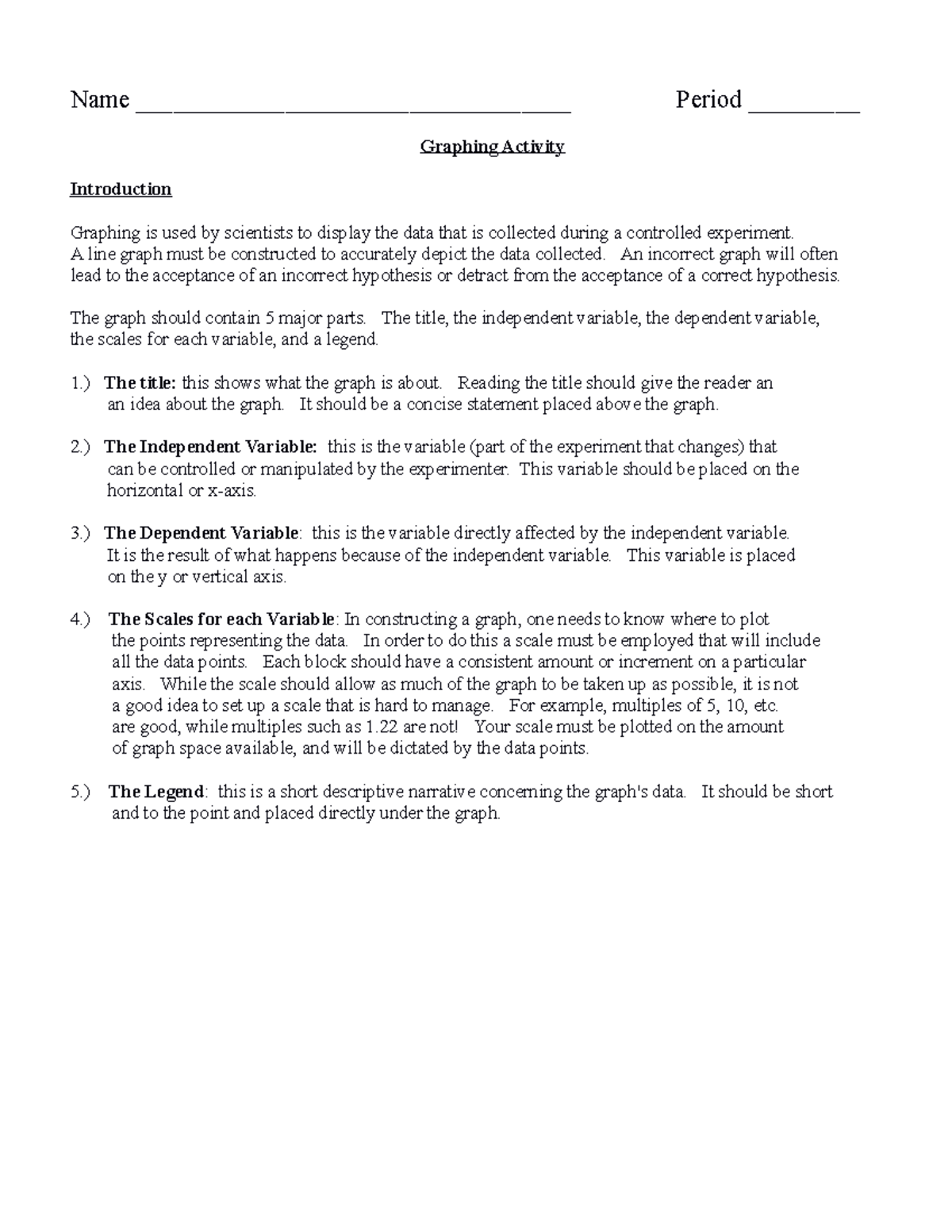 Graphingactivitylessonwithcriticalthinkingquestions - Name