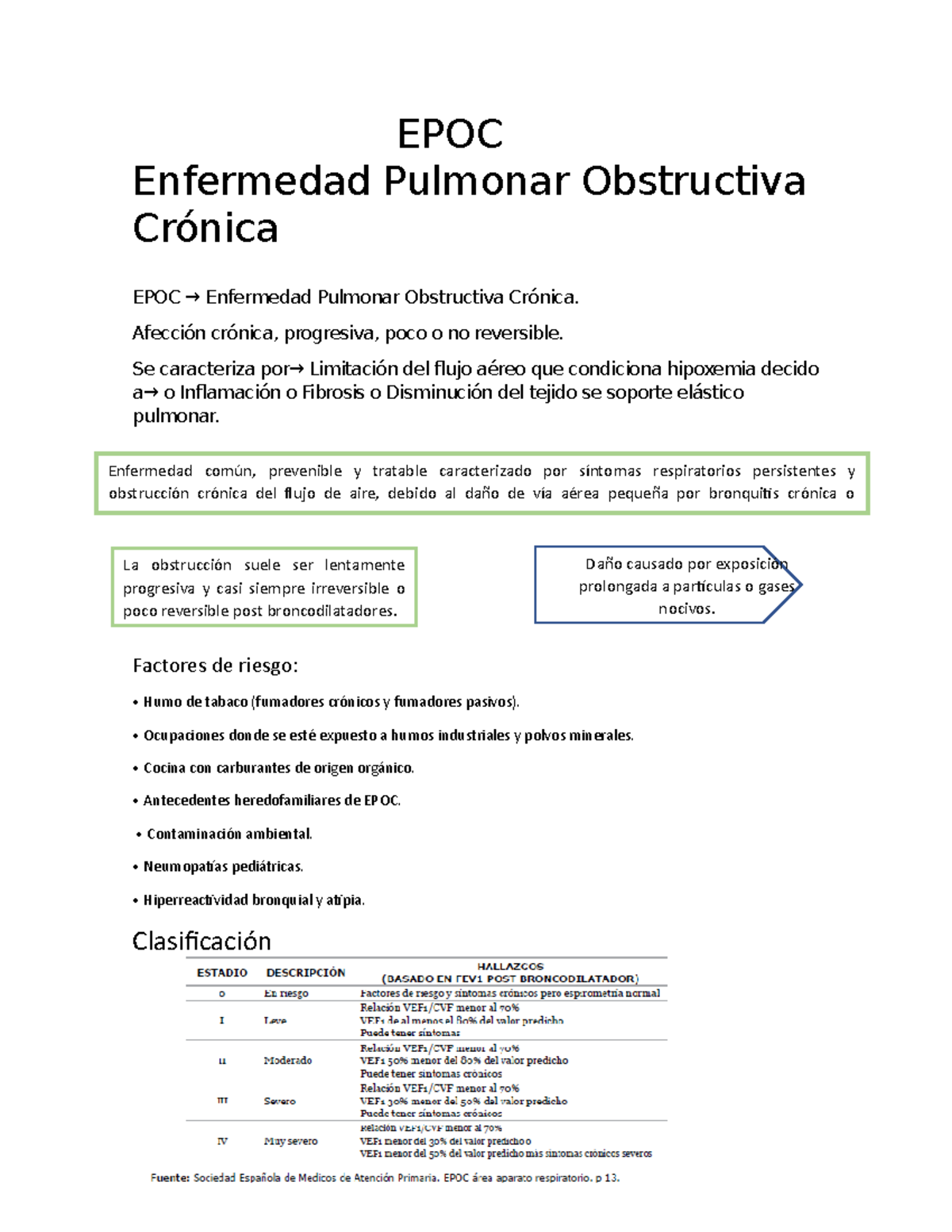 EPOC - es una enfermedad pulmonar inflamatoria crónica que causa la ...