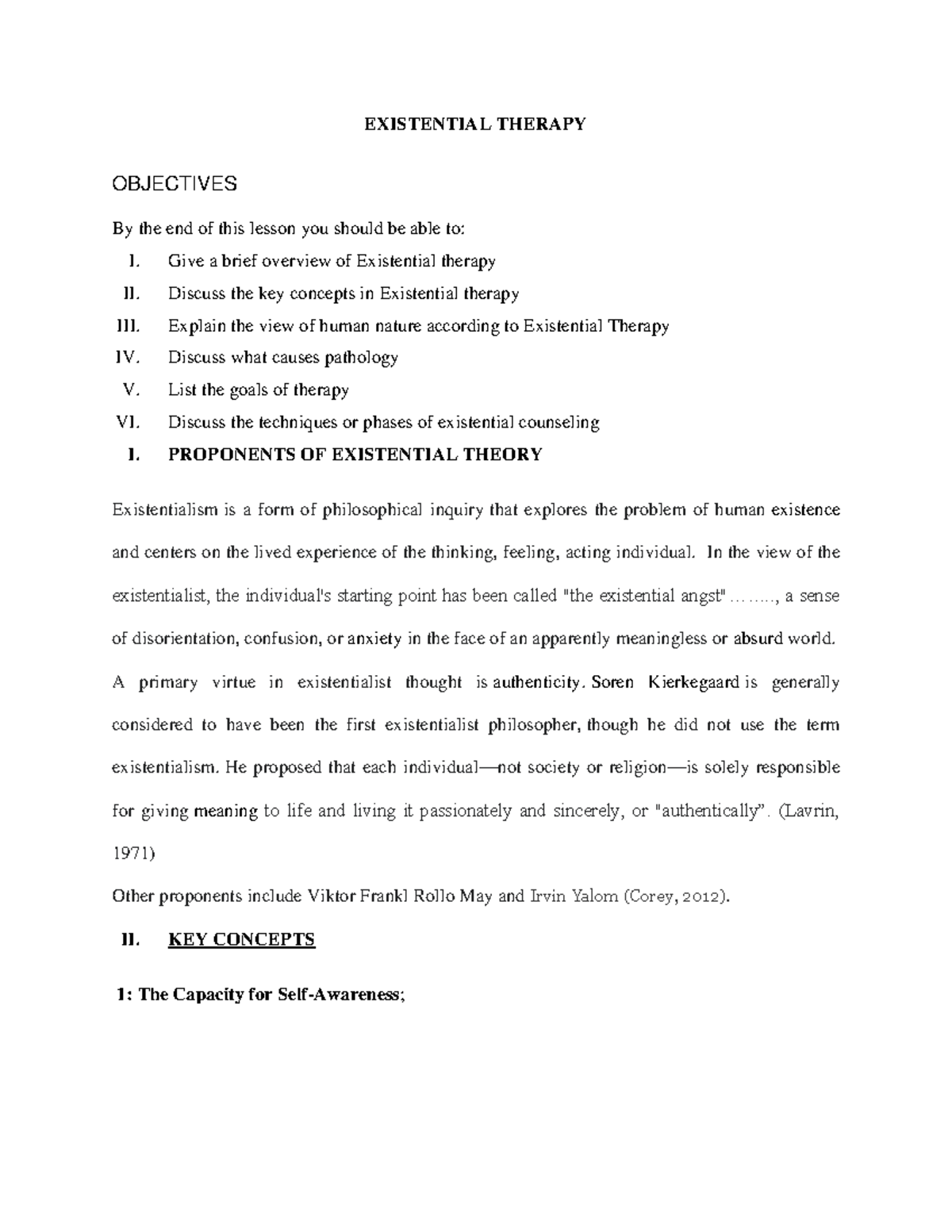 Existential therapy and how to apply - EXISTENTIAL THERAPY OBJECTIVES ...