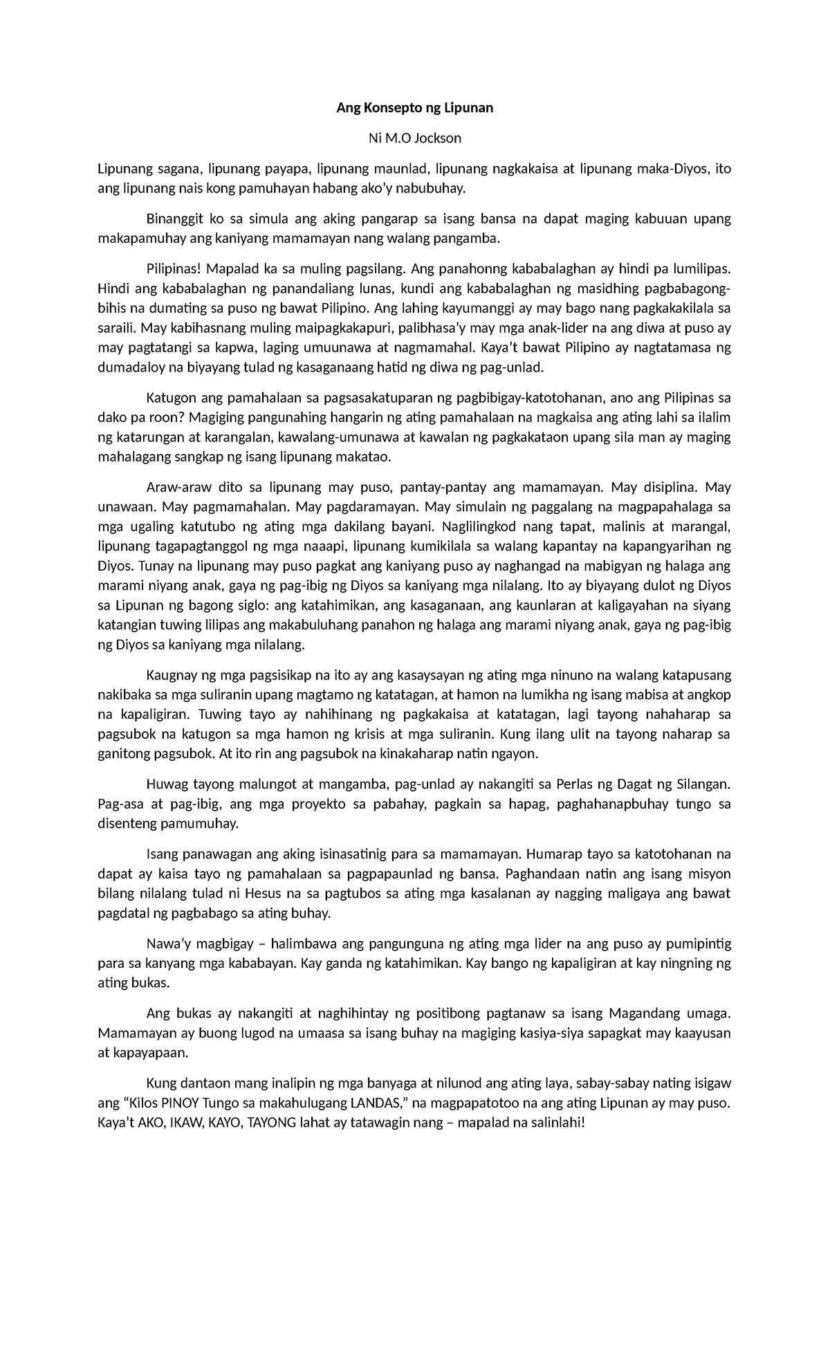 Pagsusuri Ang Konsepto ng Lipunan - Ang Konsepto ng Lipunan Ni M Jockson Lipunang sagana ...