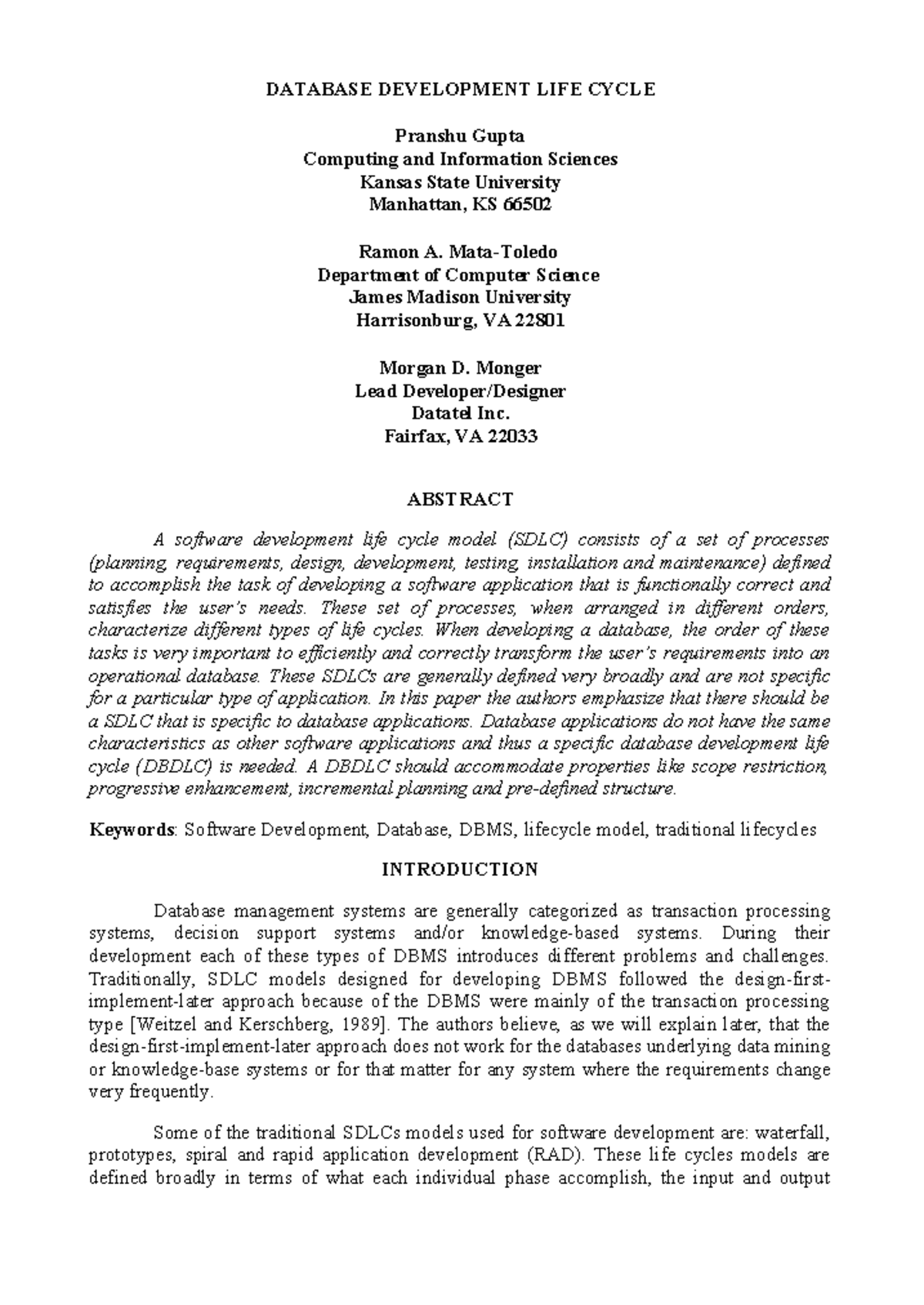 Database Development Life Cycle - DATABASE DEVELOPMENT LIFE CYCLE ...