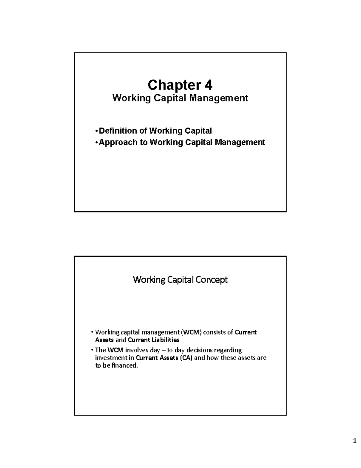 Chapter 4 - notes and - Chapter 4 Working Capital Management ...