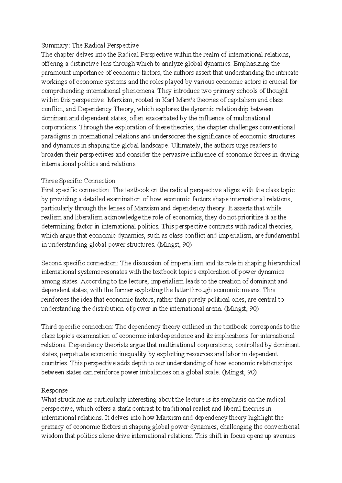 C&R8 - Summary: The Radical Perspective The chapter delves into the ...