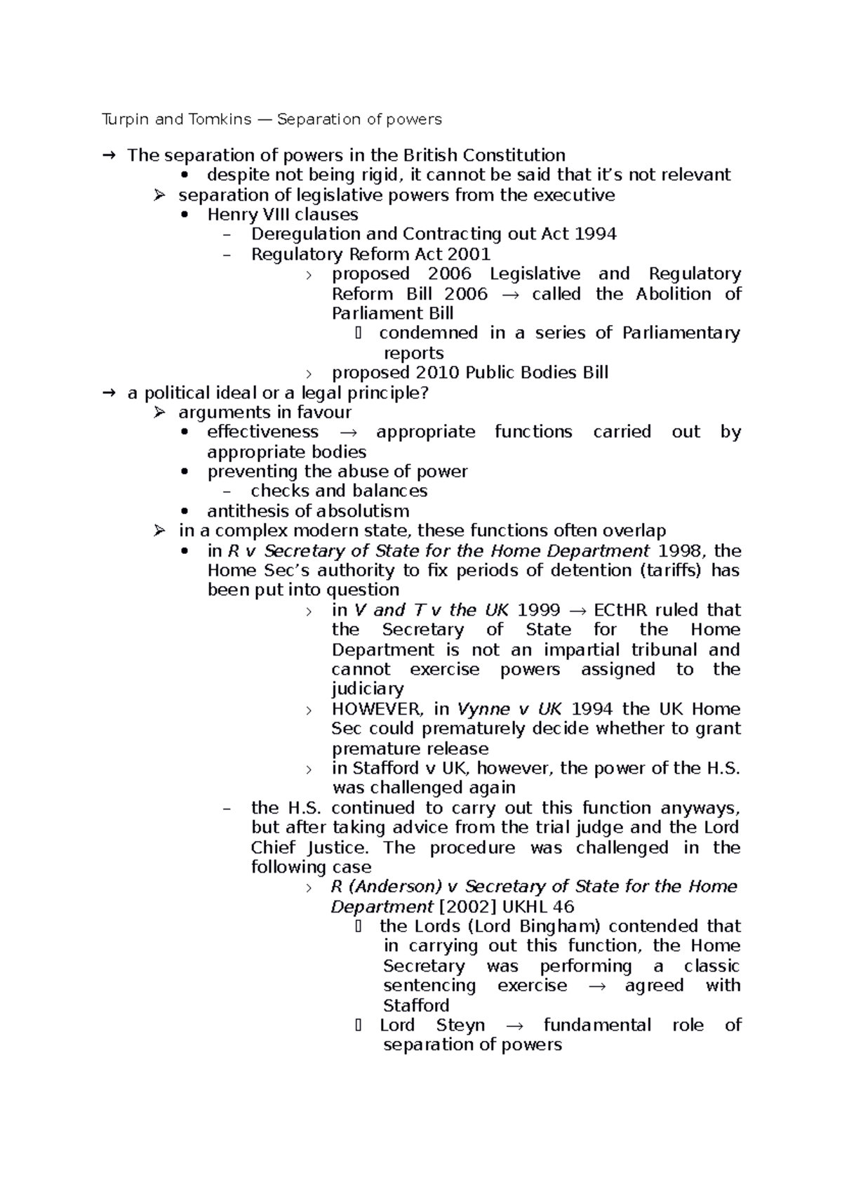 Separation of Powers Notes - Turpin and Tomkins — Separation of powers ...