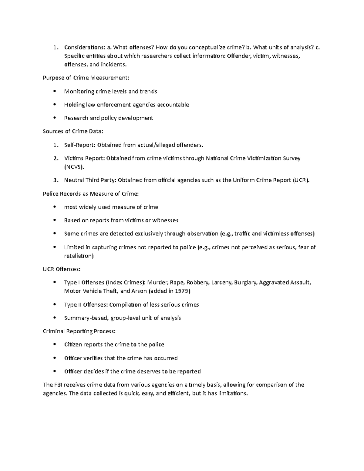 Criminal Justice Researh CHPT 4 Notes 3 - Considerations: a. What ...